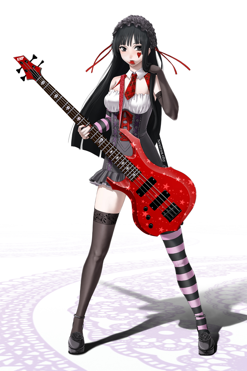 Safebooru - akiyama mio alternate costume bangs bass bass guitar black eyes black hair blunt ...