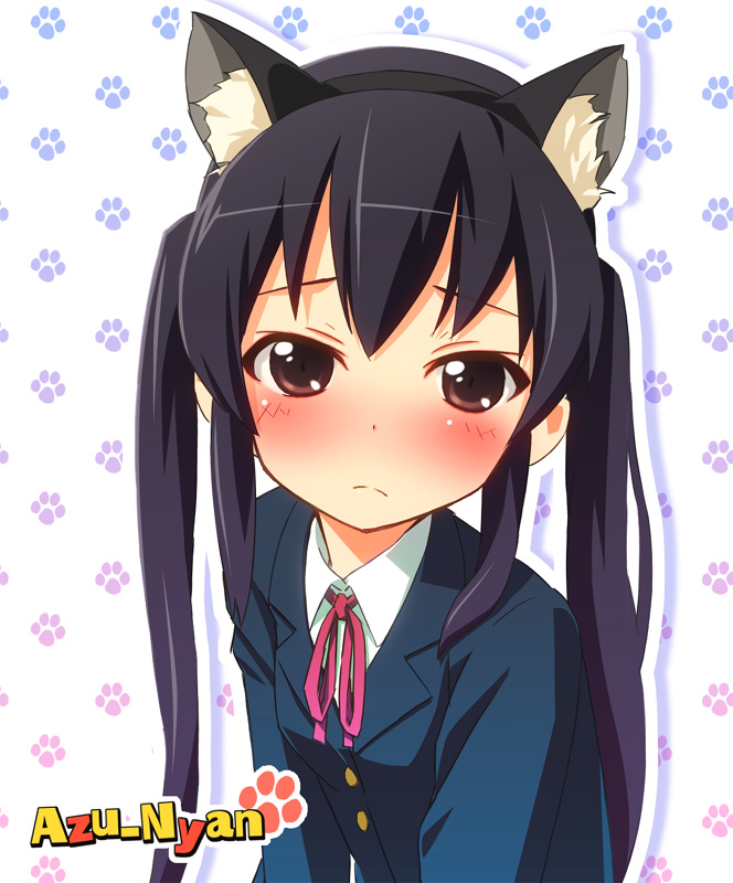 Safebooru - black hair blush brown eyes cat ears fake animal ears k-on ...