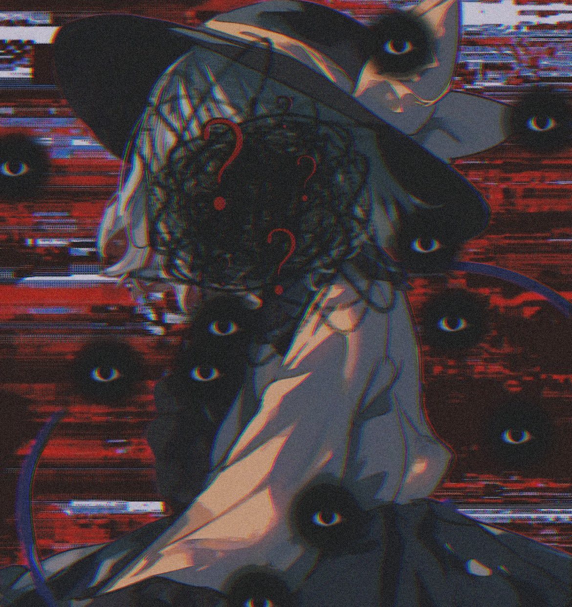 Safebooru - ? black hat blouse buttons censored covered face diamond ...