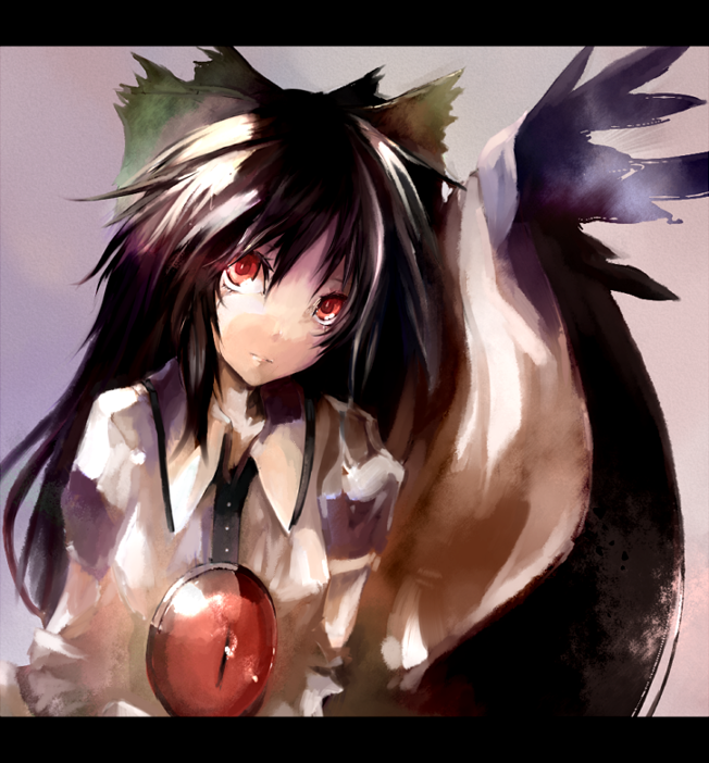 Safebooru - cape kereno long hair red eyes reiuji utsuho ribbon touhou ...