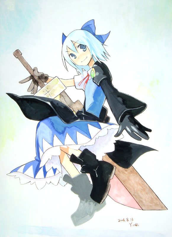 Safebooru - 1girl advent cirno cirno female full body gradient gradient ...