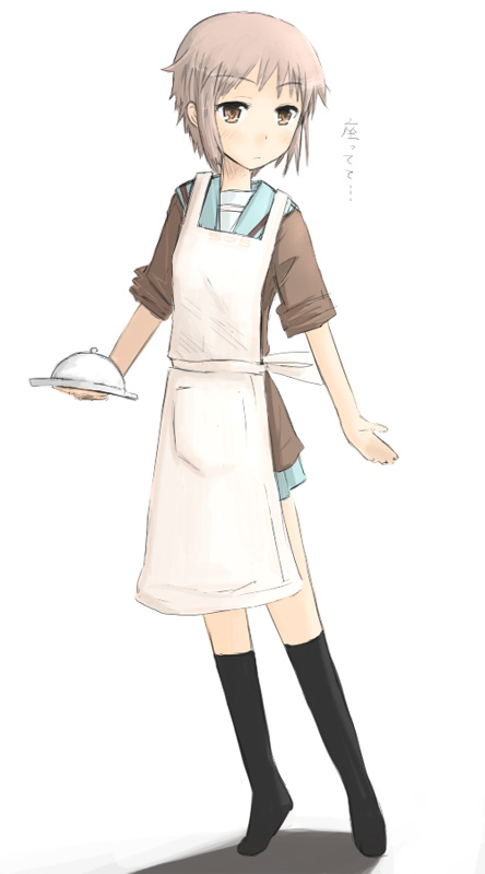 Safebooru - apron footwear kneehighs nagato yuki shiki (no-reply) socks ...