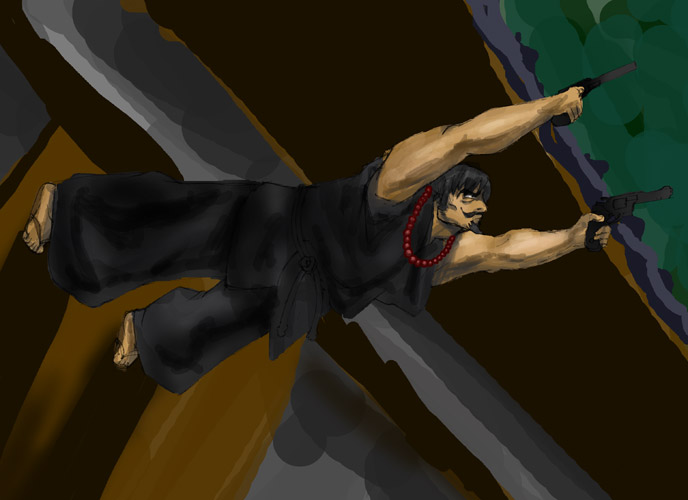 Safebooru - 1boy gun gundou musashi male focus solo takuan oshou weapon ...