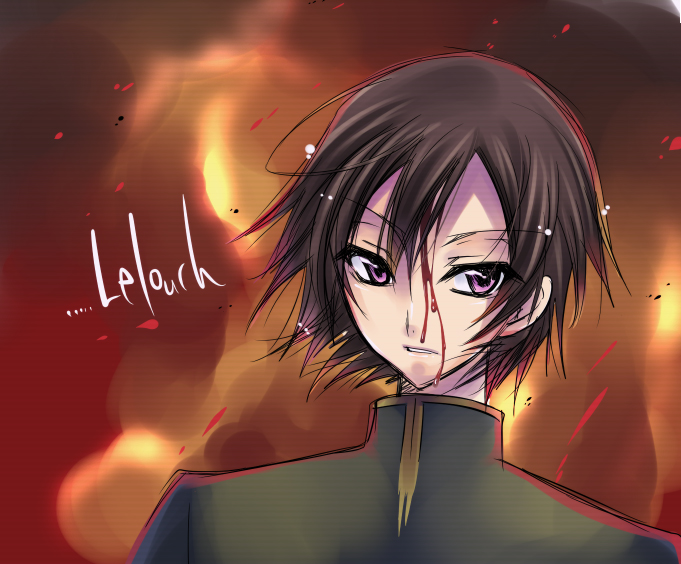 Safebooru - 1boy bleeding blood blood on face brown hair code geass ...