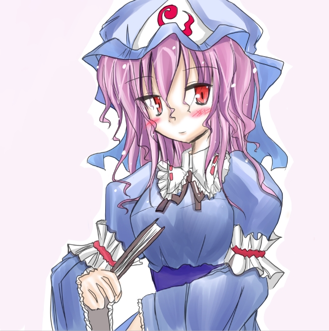 Safebooru - 1girl blue dress blush dress fan female folding fan hat ...