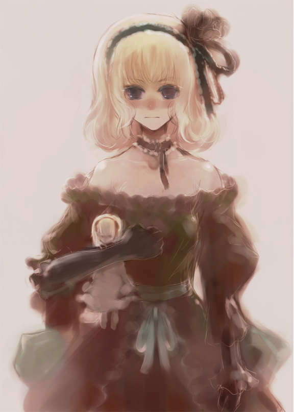 Safebooru - 1girl alice margatroid bare shoulders choker elbow gloves female gloves nokishita ...