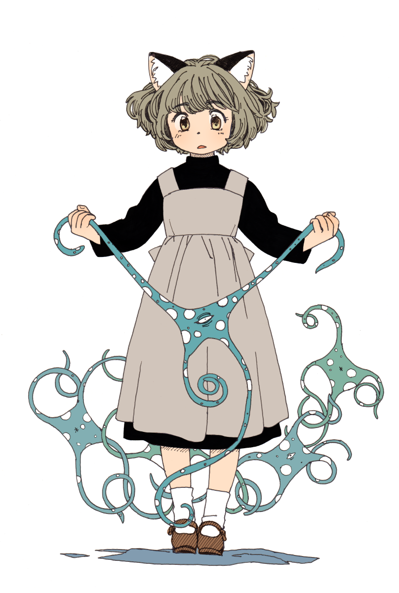 Safebooru - 1girl akai sashimi animal ears brown eyes brown hair cat ears creature highres ...