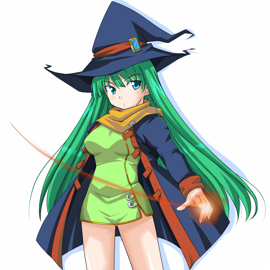 Safebooru - bottomless green hair hat kurenasm long hair masou shizuka ...