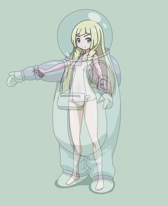 Safebooru - 1girl bangs blonde hair blunt bangs bodysuit braid diving suit full body green eyes ...