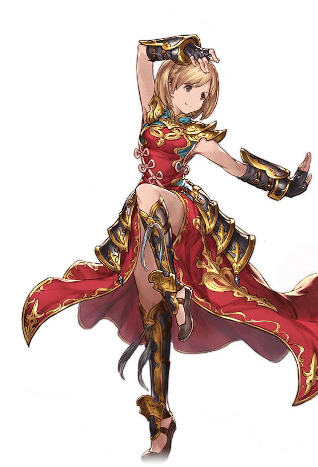 Safebooru - 1girl arm guards armor armored dress armpits blonde hair brown eyes chinese clothes ...