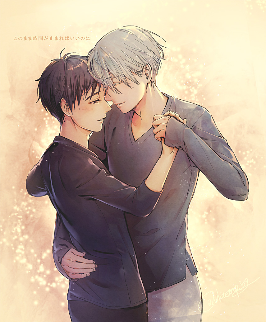 Safebooru 2boys Black Hair Brown Eyes Closed Eyes Hand Holding 5889