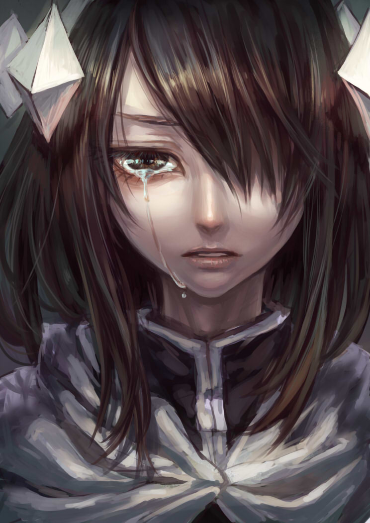 Safebooru - black hair brown eyes brown hair crying ethanol (8521966) etihw haiiro teien hair ...