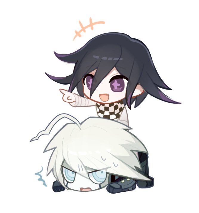 Safebooru - + + 2boys ahoge android black hair blue eyes checkered ...