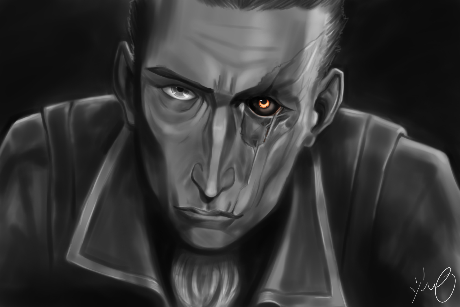 Safebooru - 1boy arcane: league of legends black background grey eyes ...
