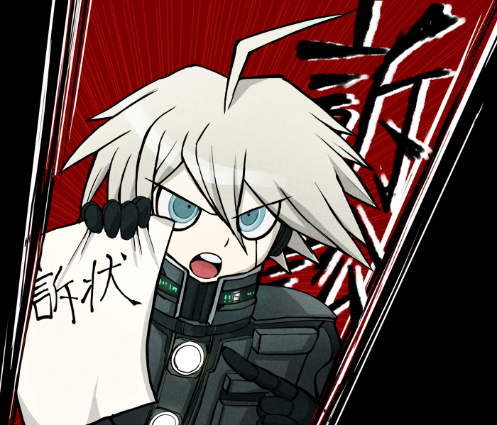 Safebooru - 1boy ahoge android black background blue eyes dangan ronpa ...