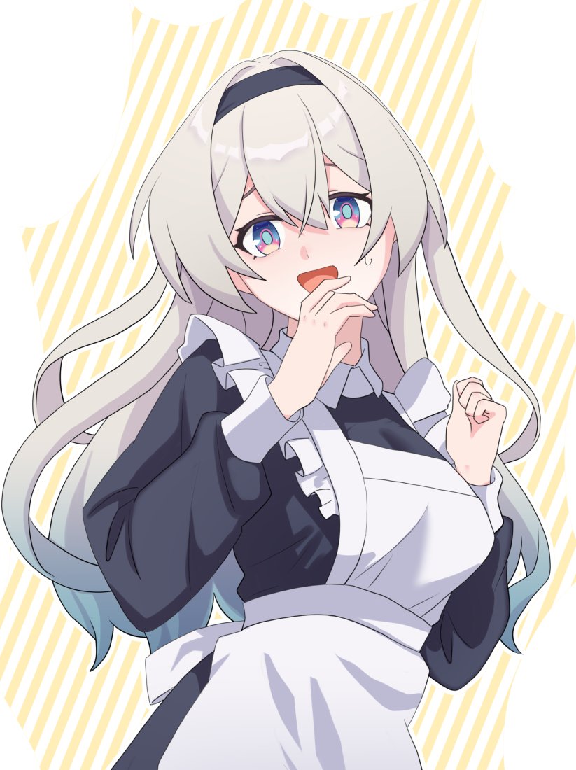 Safebooru - 1girl alternate costume apron black hairband breasts ...