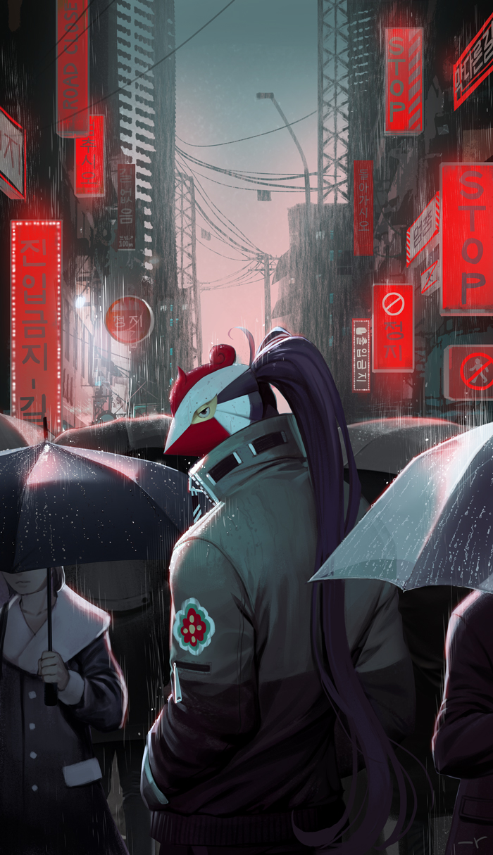 Safebooru - 1boy bird boy black eyes black hair chicken boy city commentary request furry furry ...