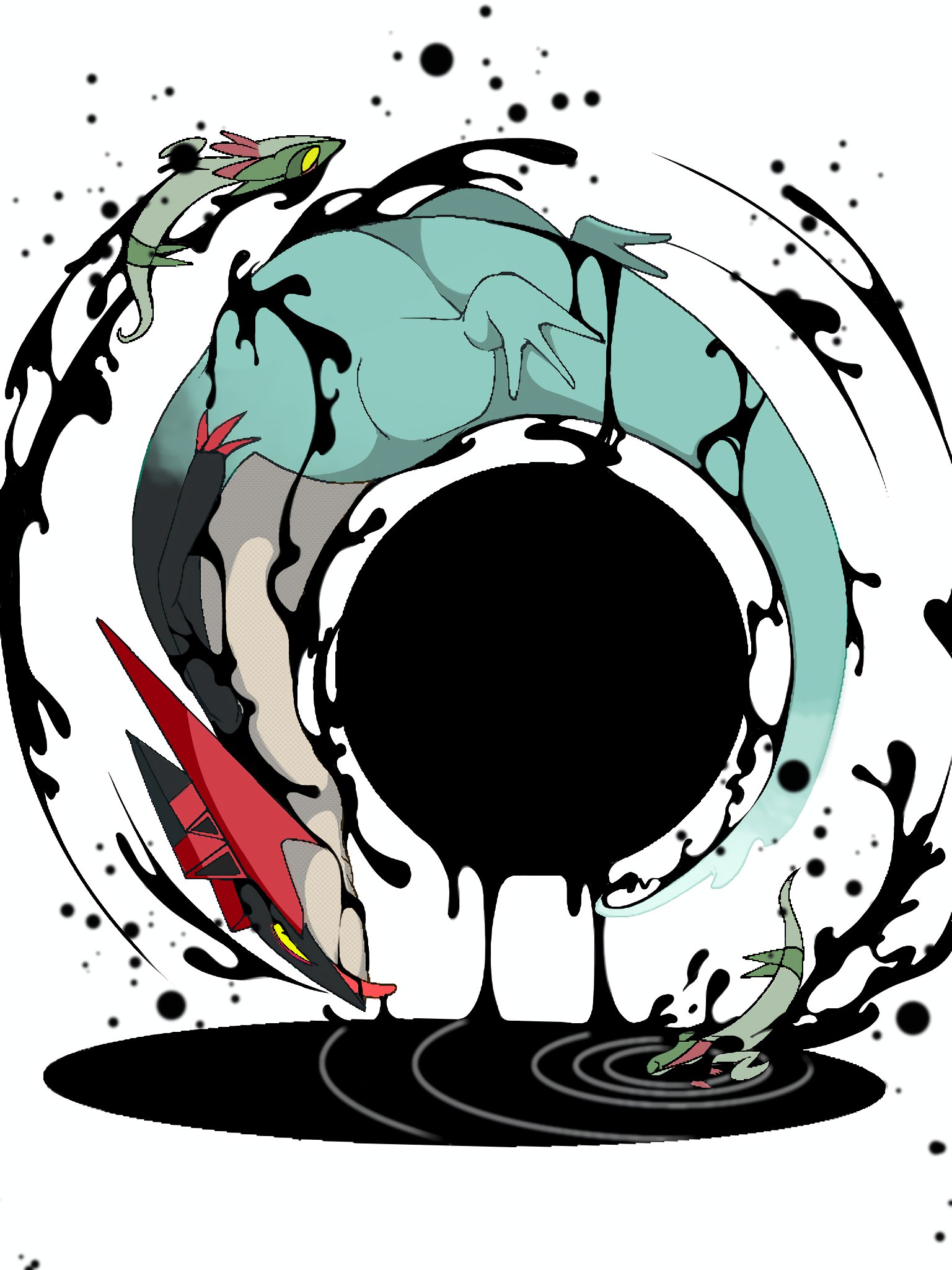 Safebooru - black hole dragapult dragon dreepy flying highres looking ...