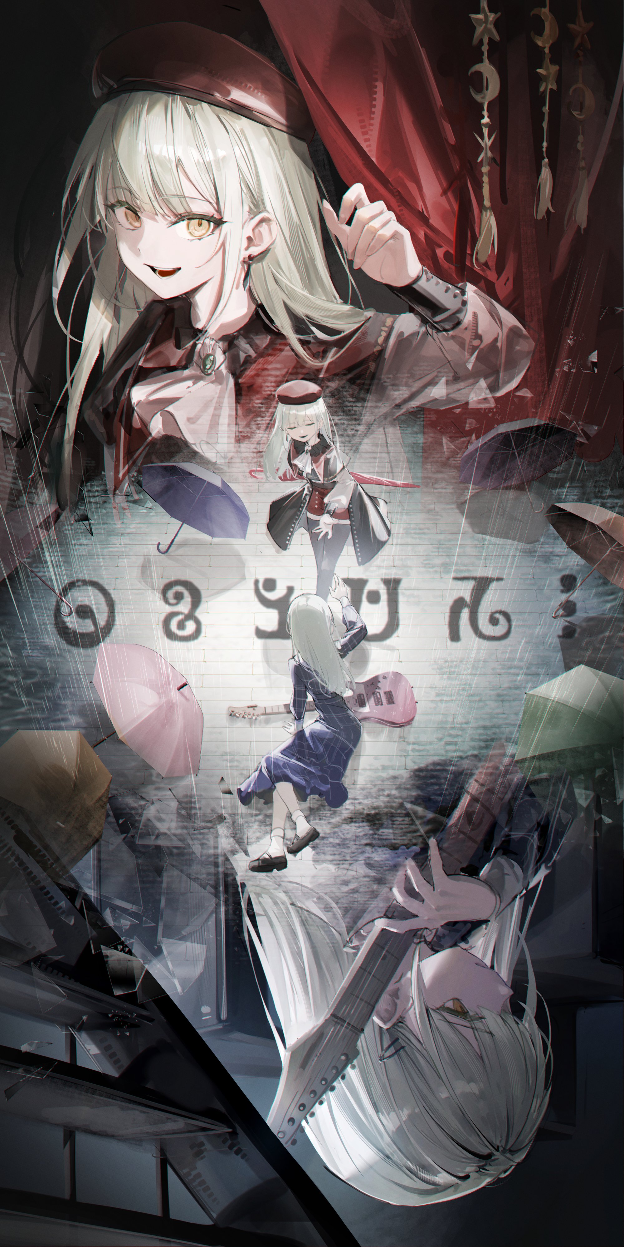 Safebooru - 2girls 7-string guitar 7gao :d absurdres arm support ascot bang dream! bang dream ...