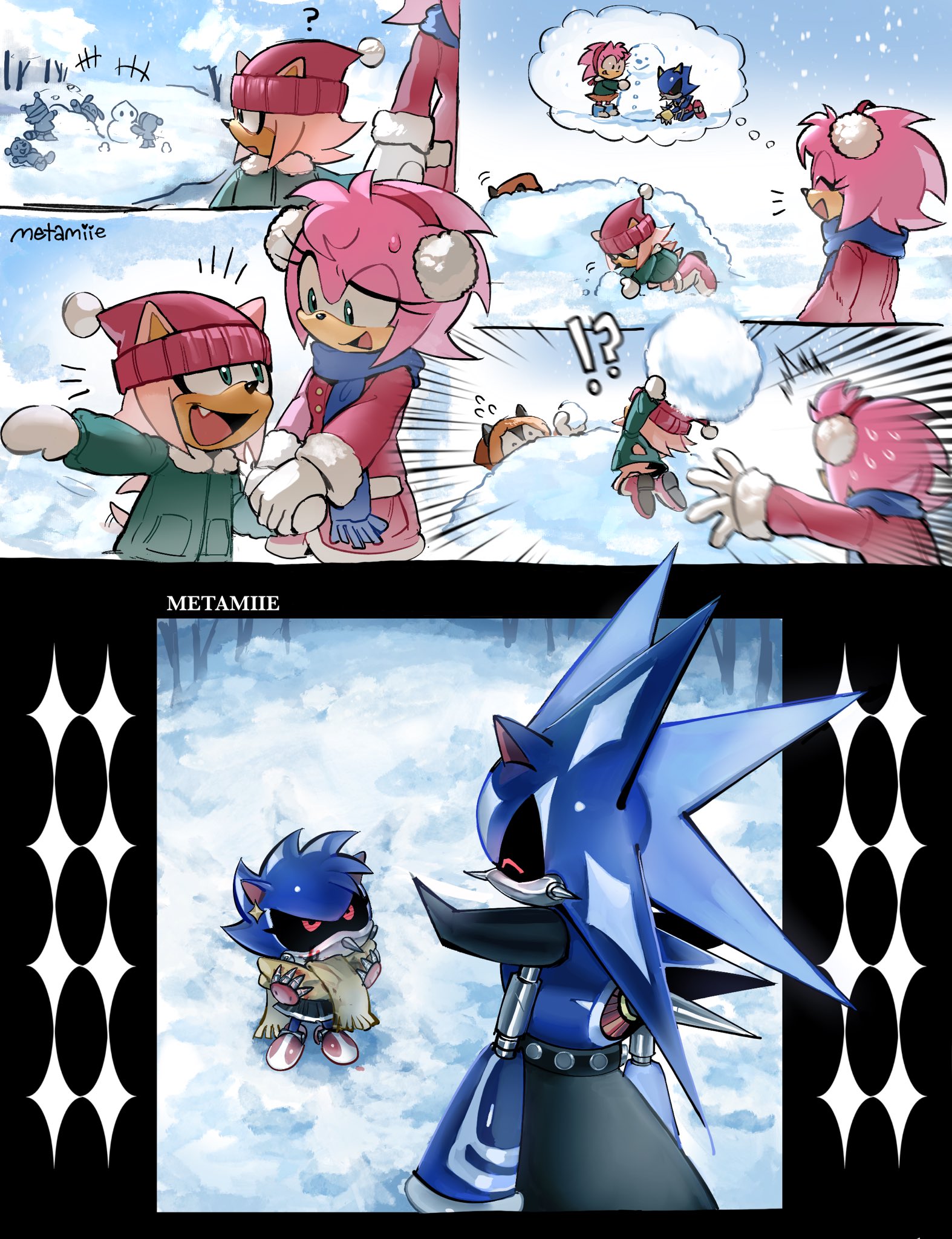 Safebooru - !? 2boys 2girls amy rose artist name blood earmuffs father ...