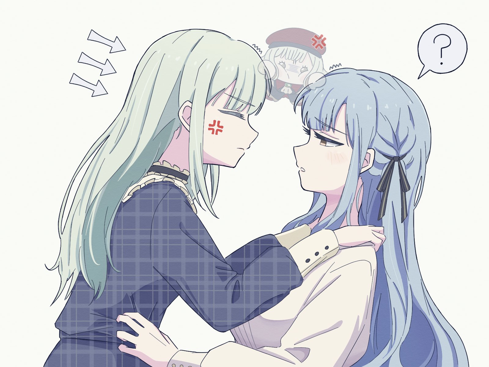 Safebooru - 2girls ? anger vein arrow (symbol) bang dream! bang dream! it's mygo!!!!! black ...