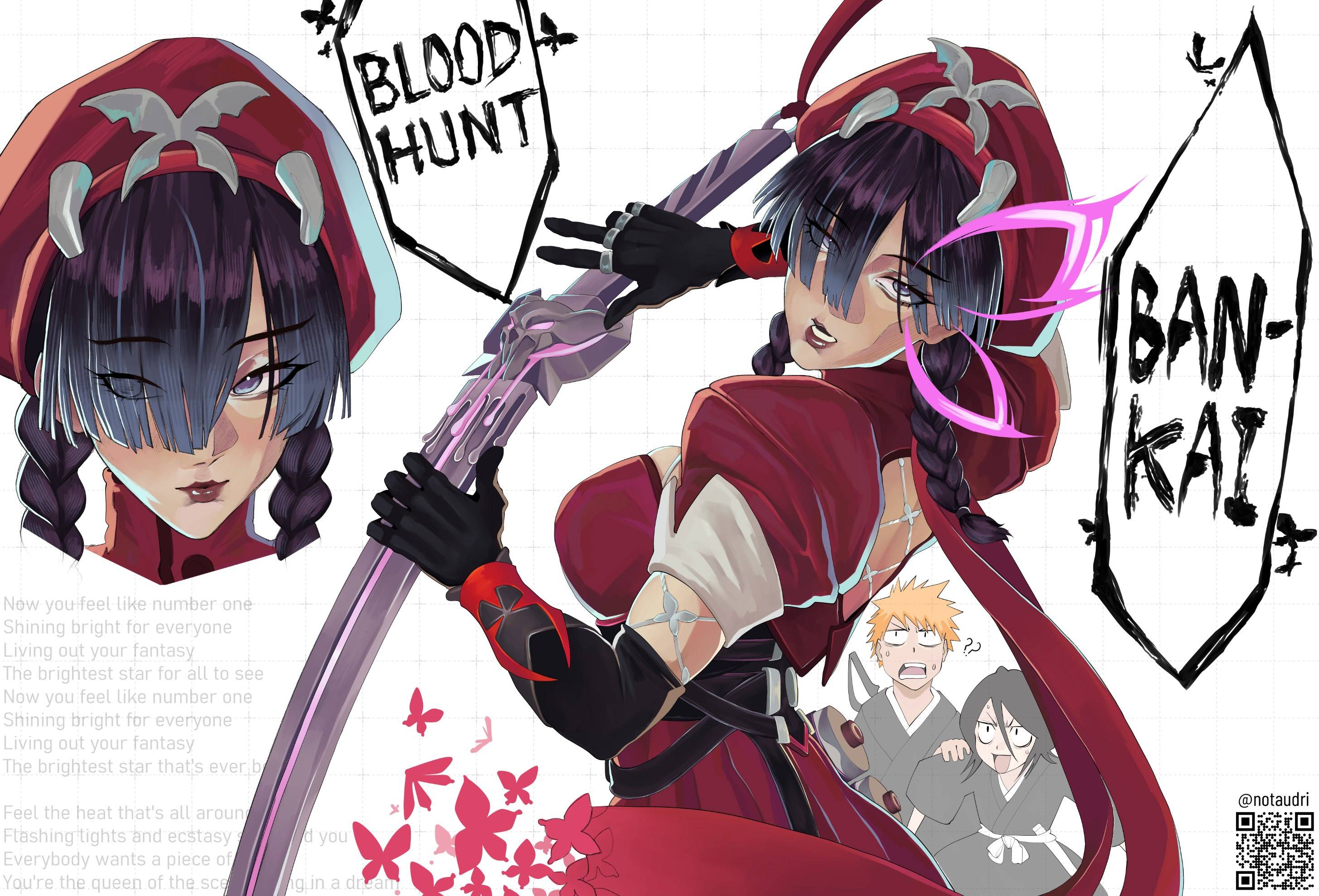 Safebooru - 1boy 2girls black gloves black hair bleach blue eyes braid breasts bug butterfly ...