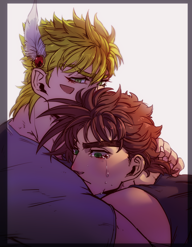 Safebooru - 2boys blonde hair brown hair caesar anthonio zeppeli crying ...