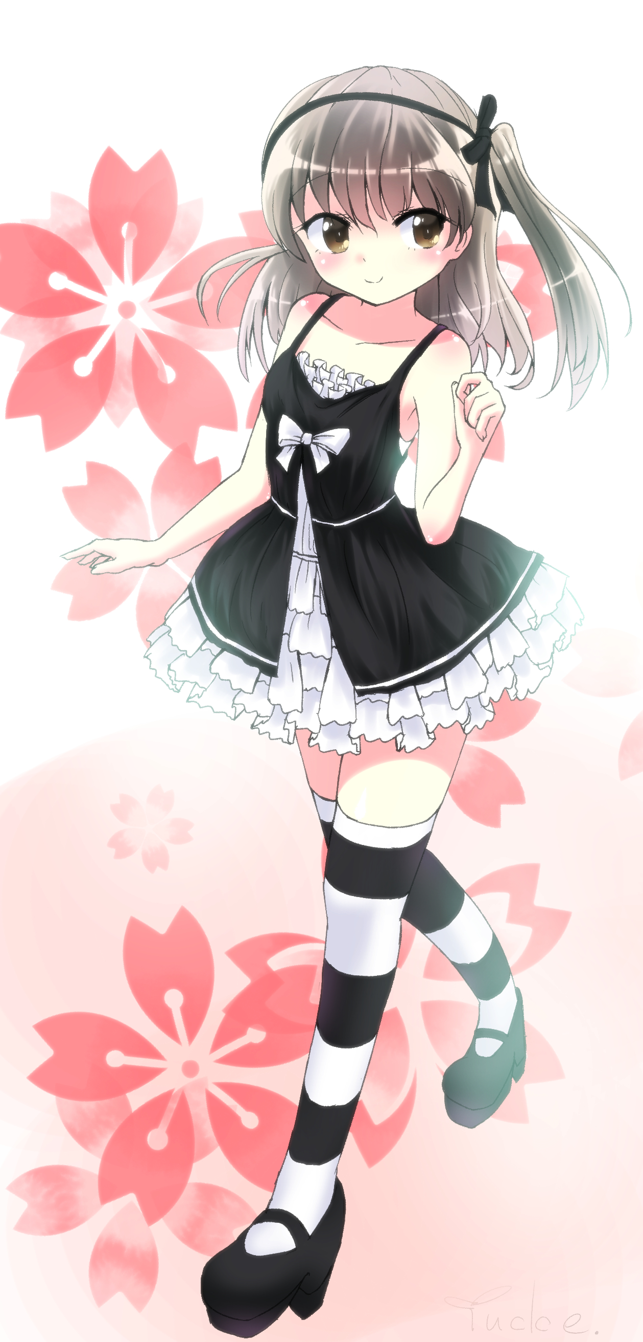 Safebooru - 1girl absurdres adapted costume bangs black dress black legwear black ribbon black ...