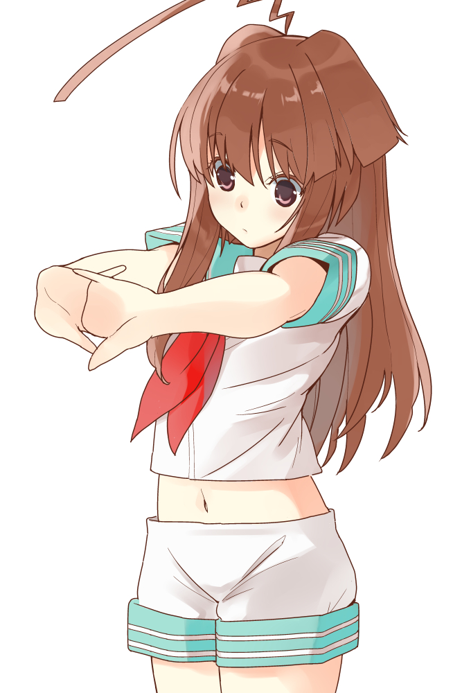 Safebooru - 1girl ahoge brown eyes commentary request fingers together foreshortening hair flaps ...