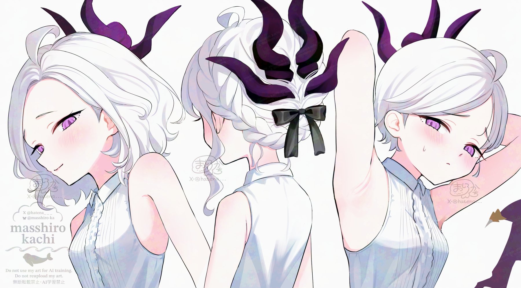 Safebooru - alternate hairstyle armpits blue archive blush breasts closed mouth demon horns hair ...