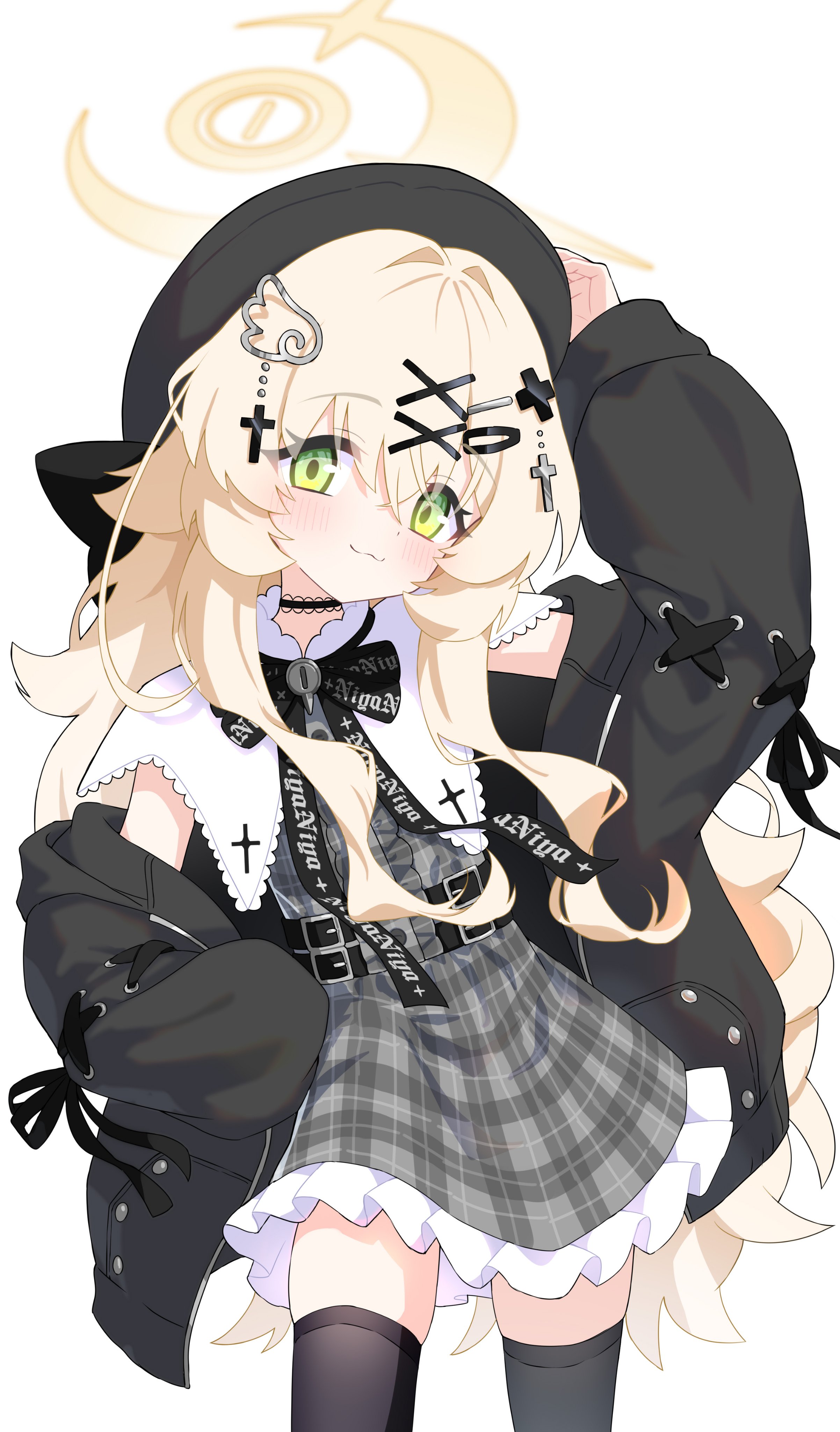 Safebooru - 1girl absurdres beret black bow black bowtie black coat blonde hair blue archive ...