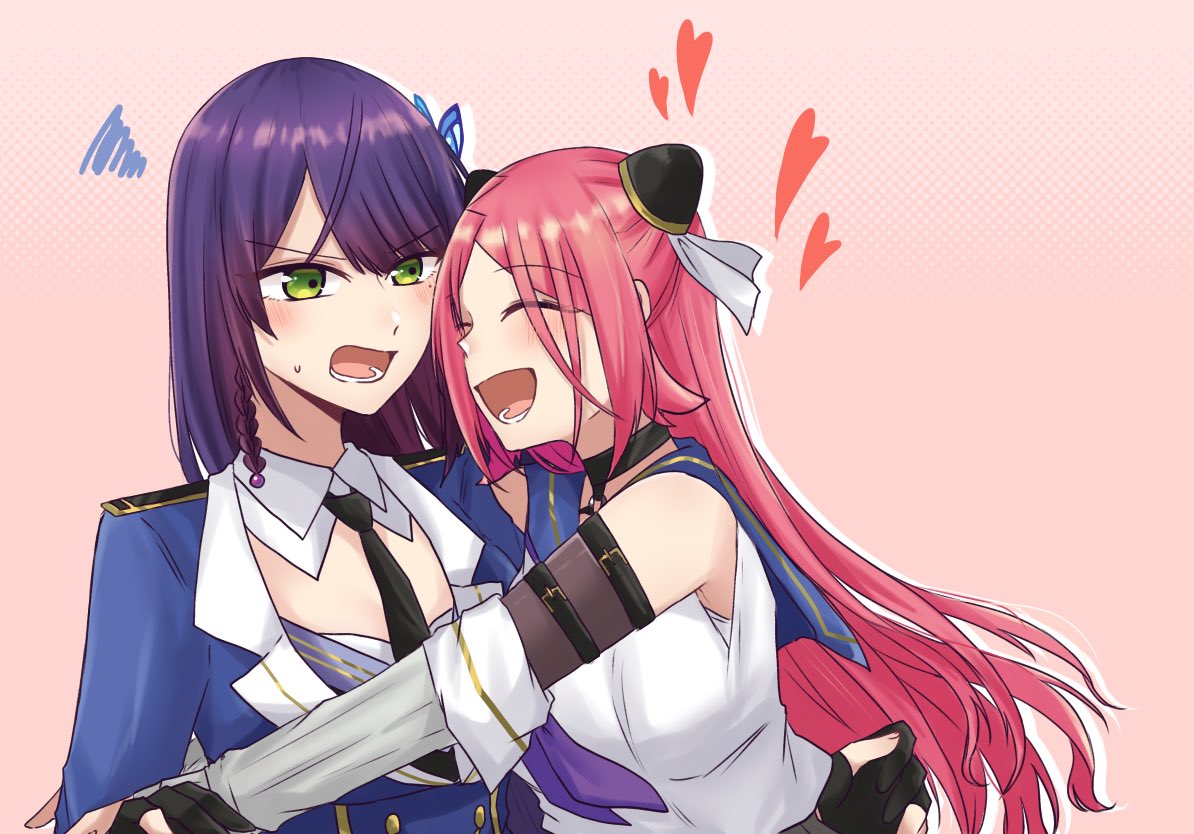 Safebooru - 2girls :d ^ ^ annoyed arm belt assault lily bare shoulders belt black belt black ...