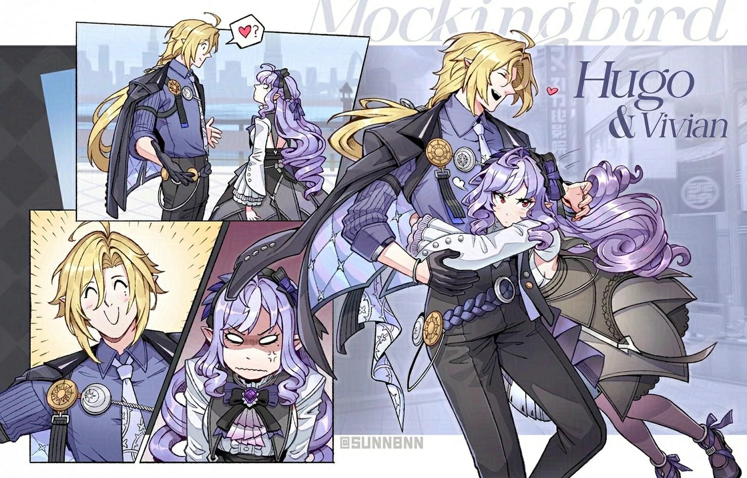 Safebooru - 1boy 1girl hugo vlad long hair medium hair pointy ears vivian (zenless zone zero ...