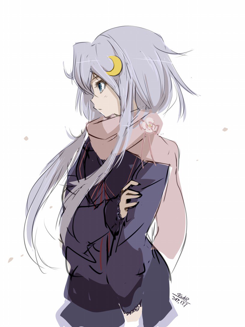 Safebooru - 1girl 2017 4suke artist name bangs black serafuku black shirt black skirt blue eyes ...