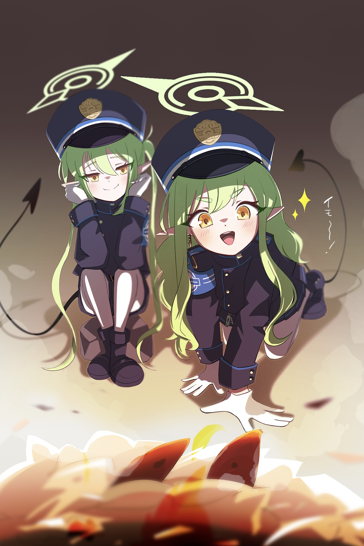 Safebooru - 2girls :d black shorts blue archive commentary request ...