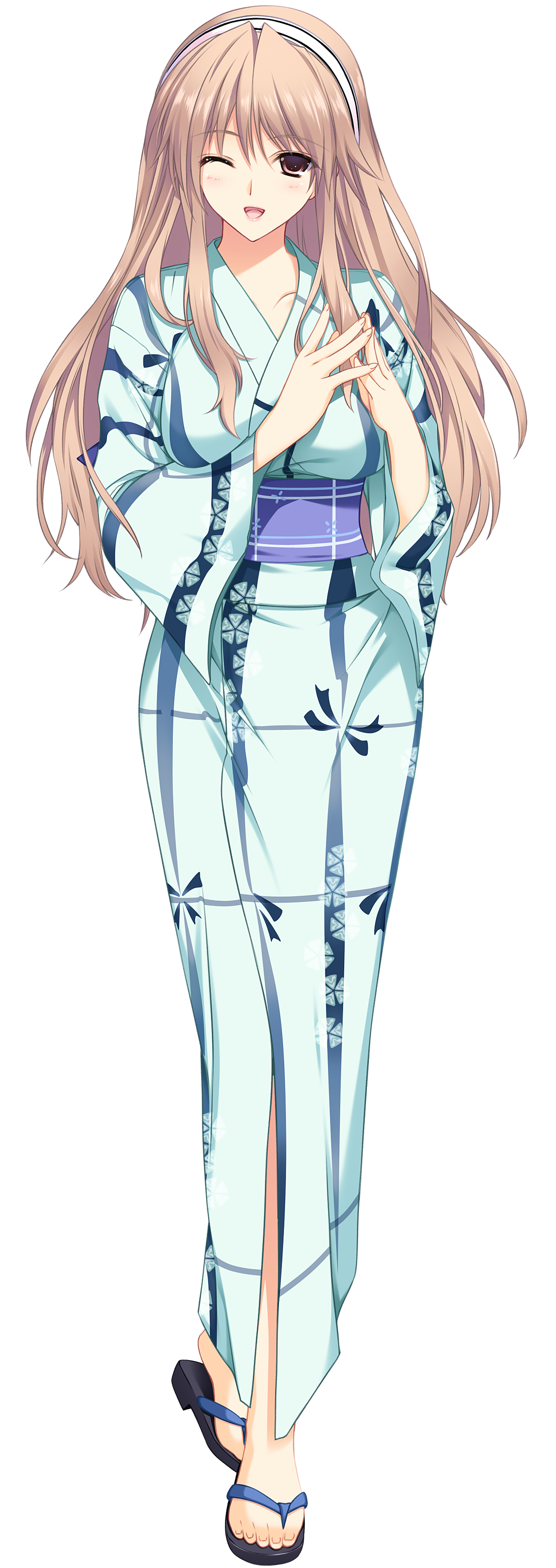 Safebooru - 1girl absurdres brown eyes full body hairband hands ...