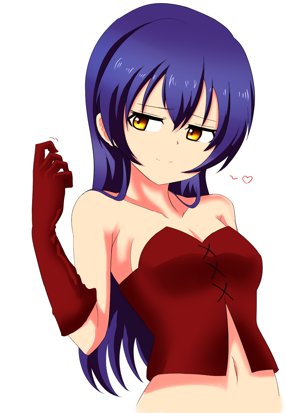Safebooru - aikir (jml5160) bangs bare shoulders blue hair breasts brown eyes corset eyebrows ...