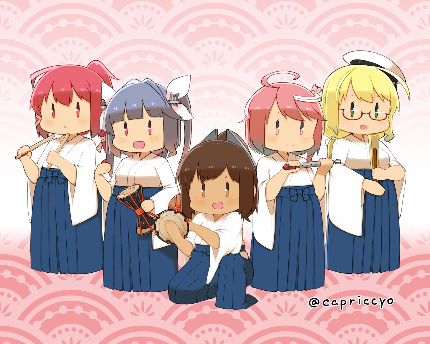 Safebooru - ahoge band blonde hair blue hair brown eyes brown hair ...