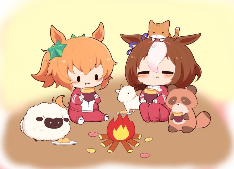 Safebooru - 2girls :t animal animal ears animal on head blush stickers ...