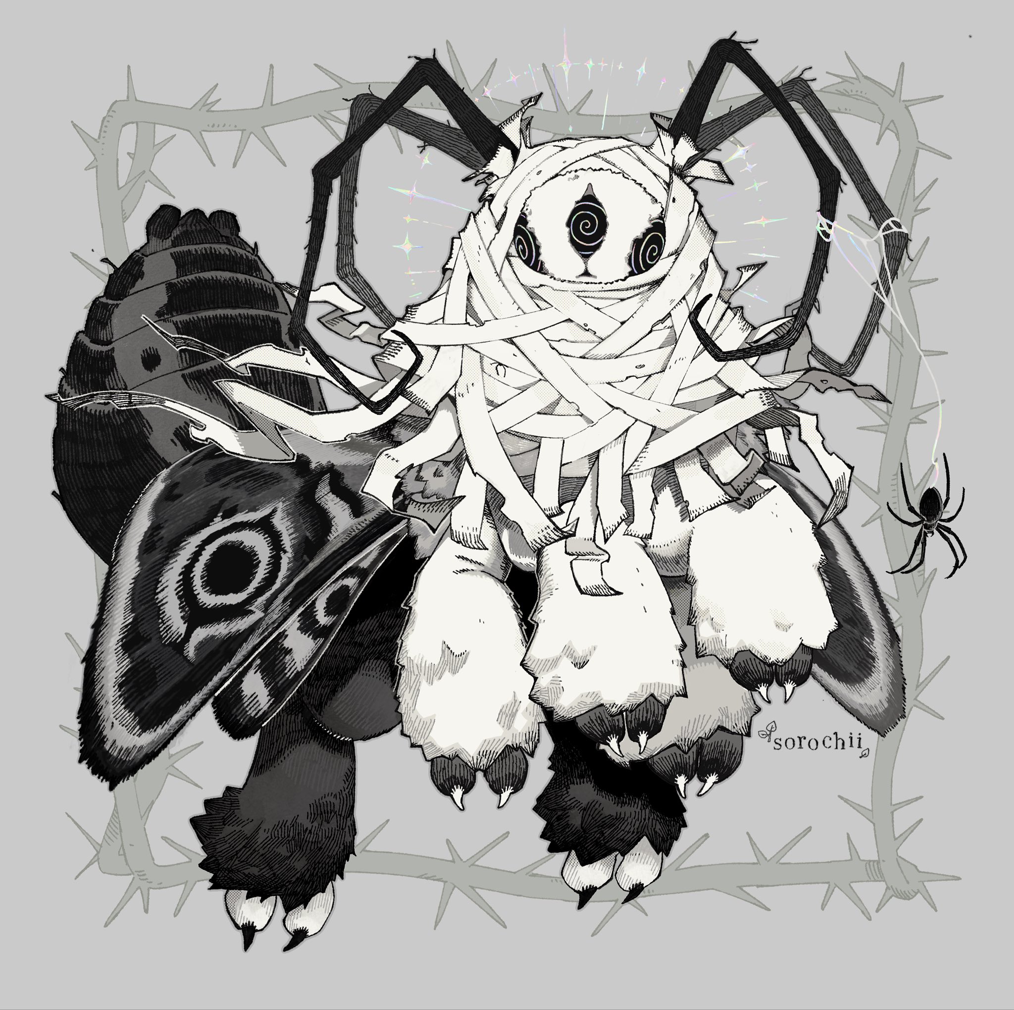 Safebooru - @ @ abdomen tail artist name bandages bug chimera extra ...