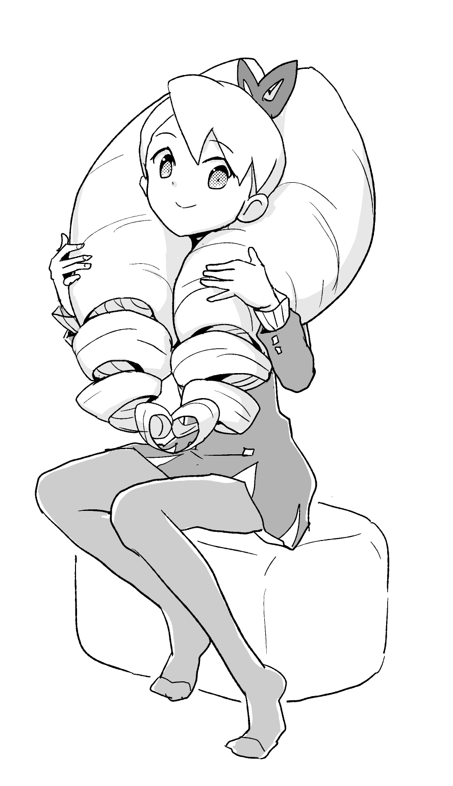 Safebooru - 1girl bow commentary request dress drill hair greyscale ...