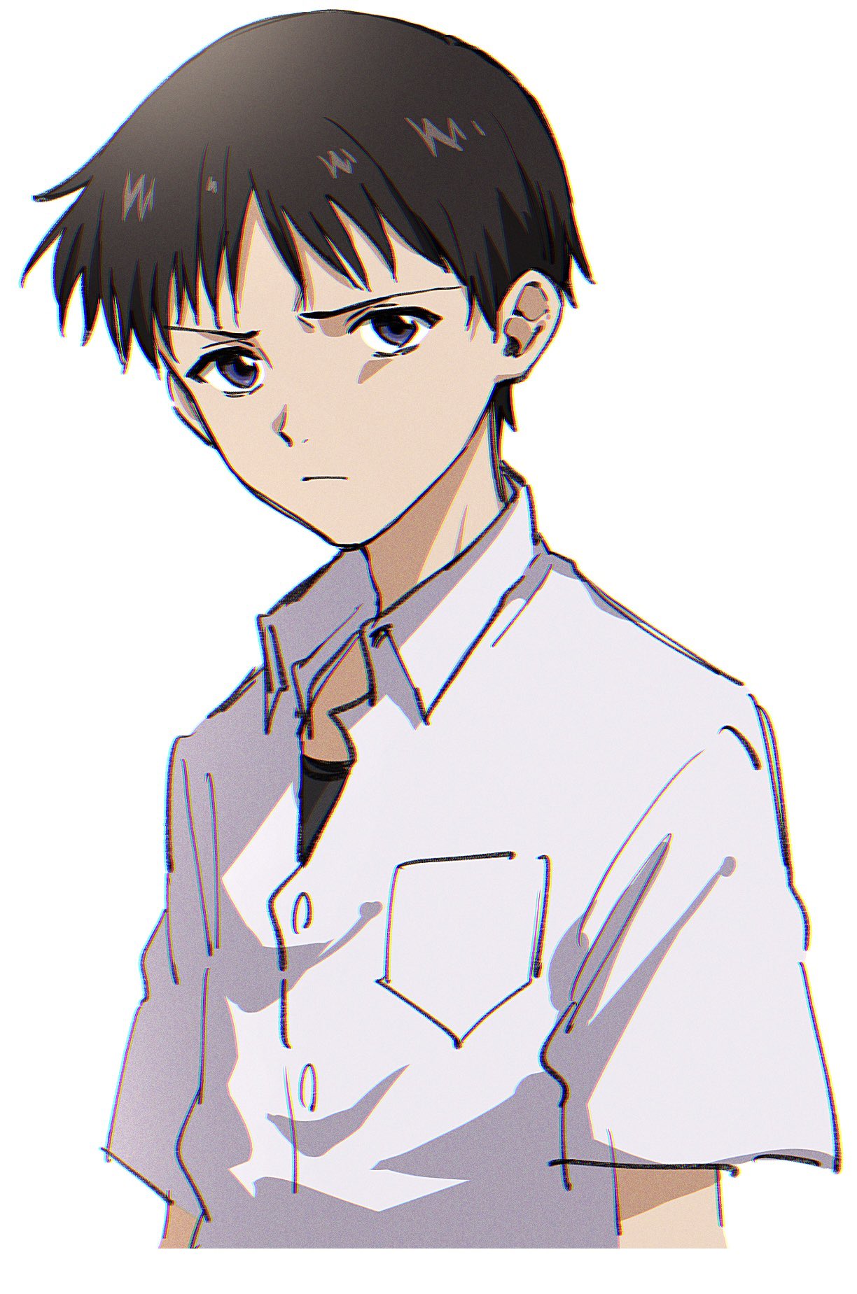 Safebooru - 1boy black hair blue eyes buttons closed mouth collared ...