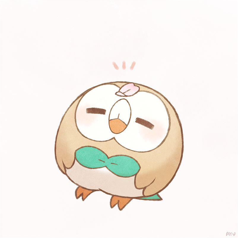 Safebooru - ayu (mog) bird closed eyes no humans owl petals pokemon ...