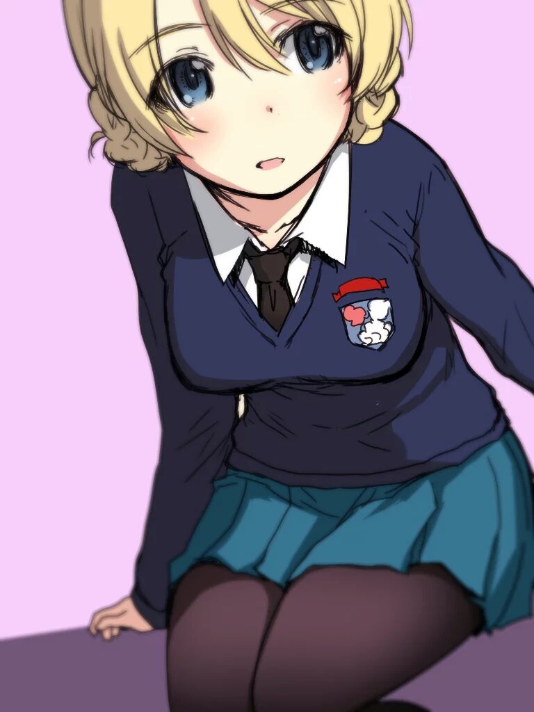 Safebooru - 1girl aqua skirt bangs black legwear black necktie blonde hair blue eyes blue ...