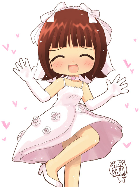 Safebooru - brown hair chibi choker closed eyes do-dai dress elbow ...