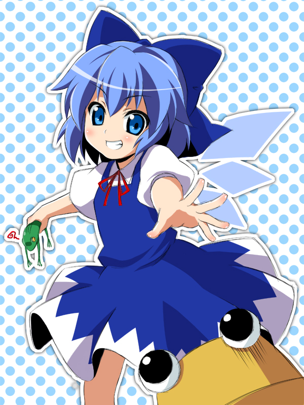Safebooru - blue eyes blue hair cirno frog frogs grin moriya suwako ...