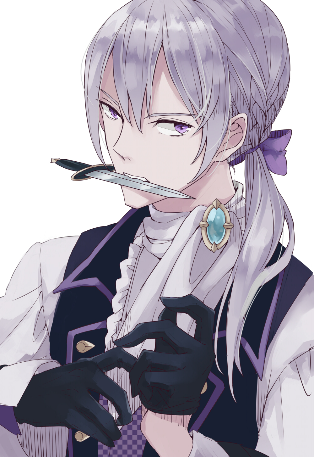 Safebooru - 1boy bow dagger fire emblem fire emblem if gloves grey hair ...