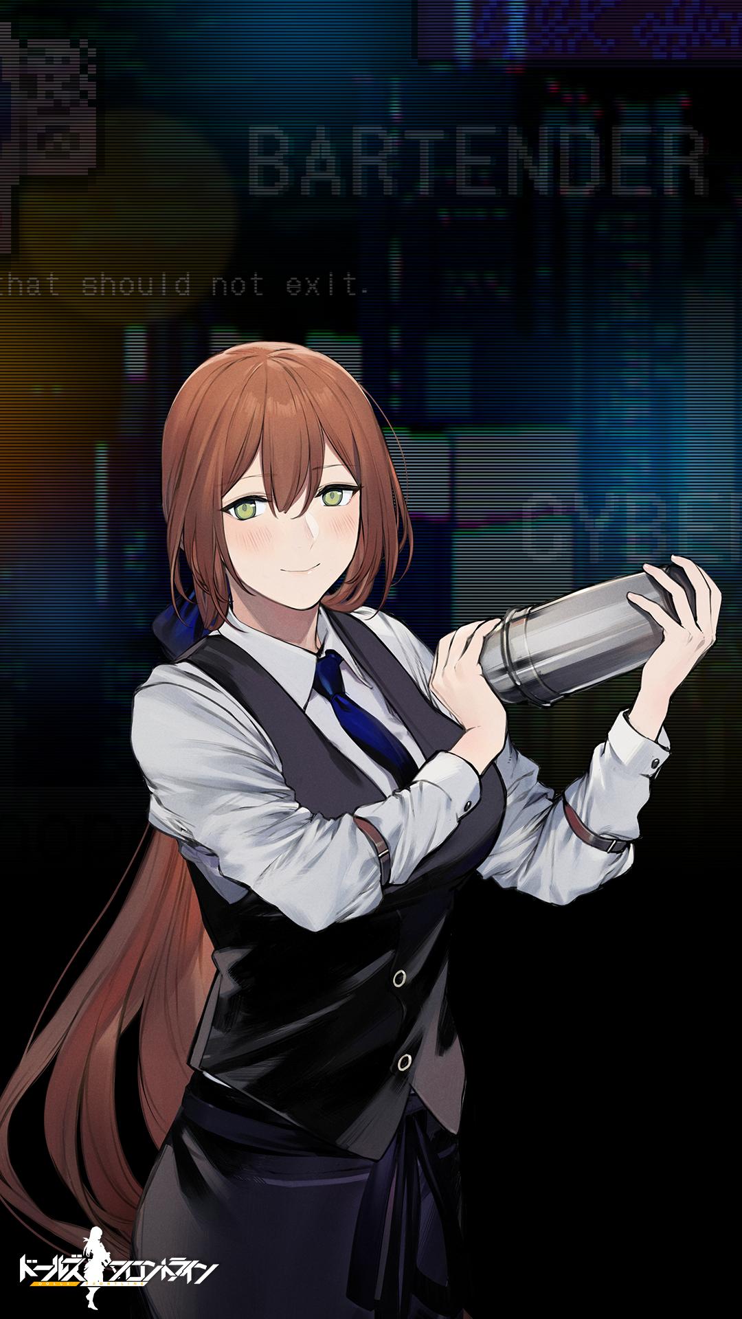 Safebooru - 1girl alternate costume bartender brown hair cocktail shaker crossover duoyuanjun ...