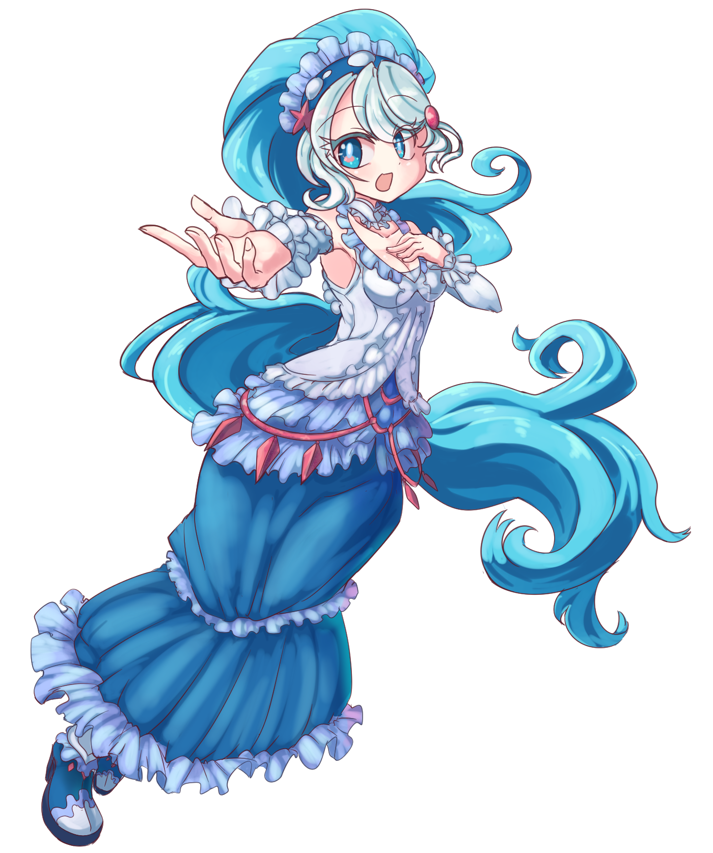 Safebooru 1girl D Bangs Bare Shoulders Blue Eyes Blue Hair Blue