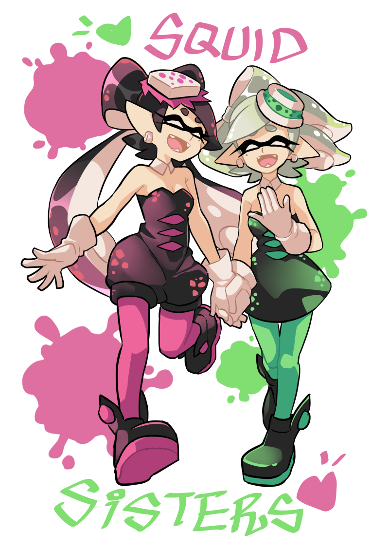 Safebooru - + + 2girls black dress black hair callie (splatoon) cousins ...